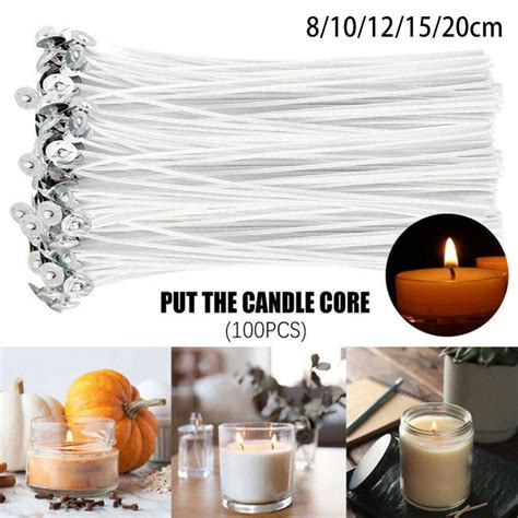 Crafts Candle Wicks 100 Natural Cotton Pre Waxed Low Smoke 6 Wicks For Diy Candle Making