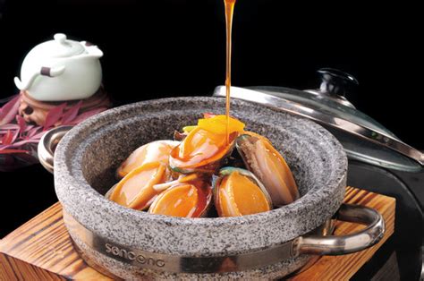 石锅焗鲍鱼中国菜系食品餐饮摄影素材汇图网