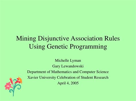 Ppt Mining Disjunctive Association Rules Using Genetic Programming