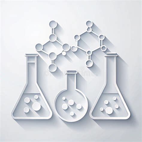 Chemical Experiment Illustration With Beakers And Molecular Structures Stock Illustration