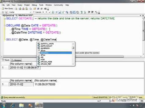 Sql Server Date And Time Data Types And Functions