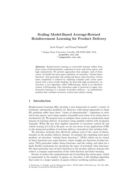 Pdf Scaling Model Based Average Reward Reinforcement Learning For