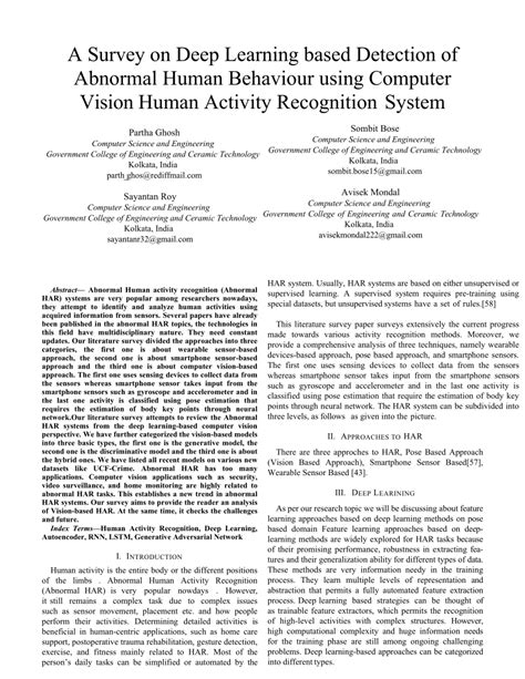 PDF A Survey On Deep Learning Based Detection Of Abnormal Human