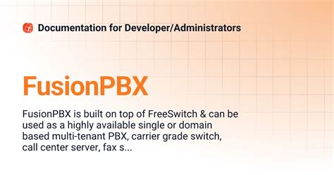 Fusionpbx Documentation For Developeradministrators
