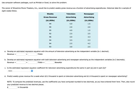 solved use computer software packages such as minitab or