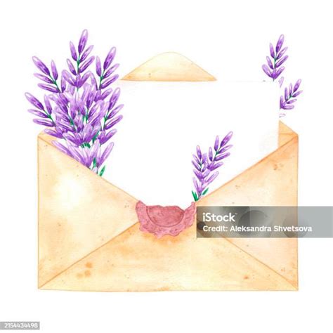 손으로 그린 수채화 편지 와 라벤더 꽃다발 와 백색 배경 고립된 통하고 있는 카드 스크랩북 및 기타 인쇄물에 사용할 수 있습니다 0명에 대한 스톡 벡터 아트 및 기타 이미지