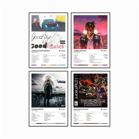 Juice Wrld T Bundle 4 Poster Prints Rapper Posters