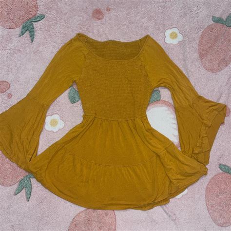 Off The Shoulder Ruffled Yellow Flowy Mini Dress 🌻 Depop