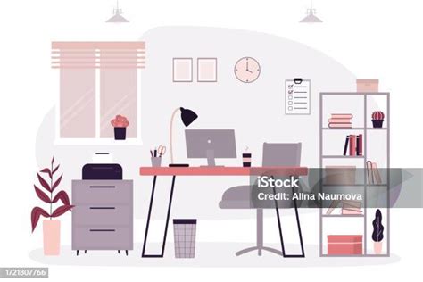 컴퓨터 책상 또는 직장 문구류 개요 개념이 있는 사무실 작업장 창의력을 발휘할 수 있는 실내 작업 공간 사무원 직원 또는