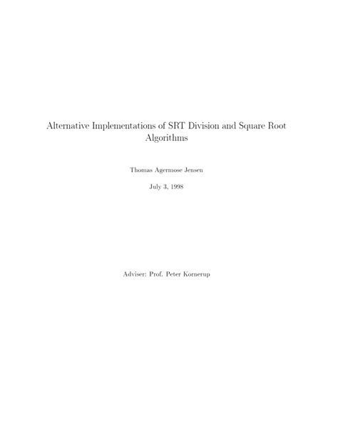 Pdf Alternative Implementations Of Srt Division And Square Root
