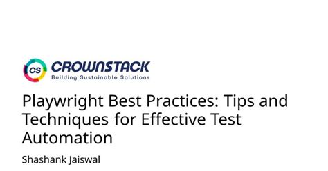 Helmut Steeman On Linkedin Playwright Best Practices Tips And Techniques For Effective Test