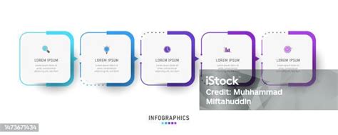 아이콘과 5가지 옵션 또는 단계가 있는 벡터 인포그래픽 레이블 디자인 템플릿입니다 프로세스 다이어그램 프레젠테이션 워크플로 레이아웃 배너 플로우 차트 정보 그래프에 사용할