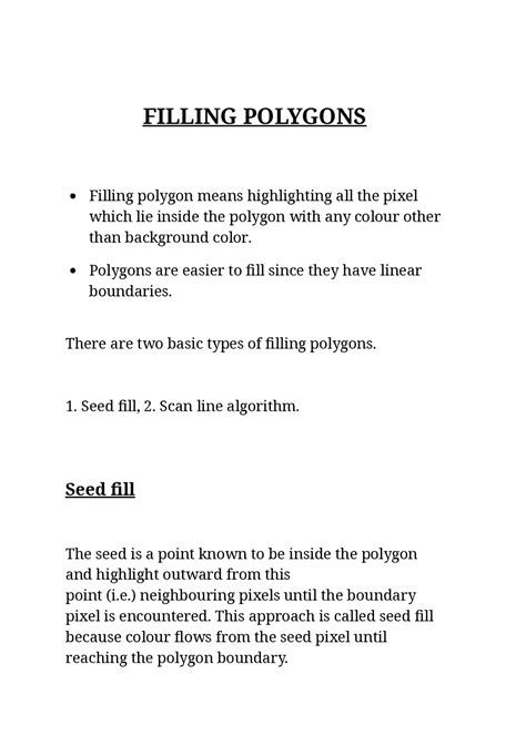 Filling Polygon Filling Polygons Filling Polygon Means Highlighting All The Pixel Which Lie
