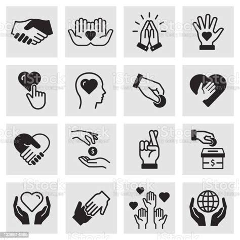 자선 라인 아이콘 세트입니다 기부 자원 봉사자 인도주의 희망 등의 컬렉션 벡터 그림입니다 공동체에 대한 스톡 벡터 아트 및 기타 이미지 Istock