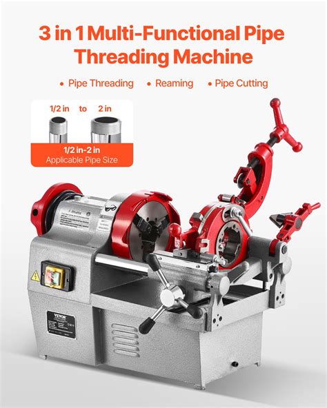 Vevor Electric Pipe Threader Machine 750w 28rpm Threading Cutting