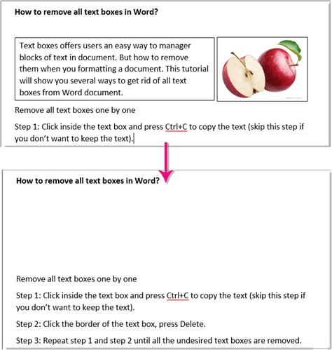 how to remove all text boxes in word