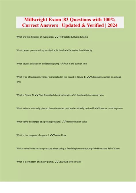 Millwright Exam 83 Questions With 100 Correct Answers Updated