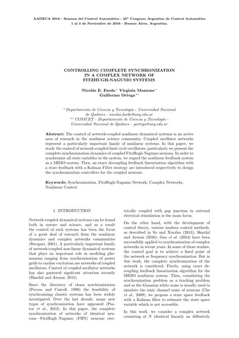 Pdf Controlling Complete Synchronization In A Complex Network Of