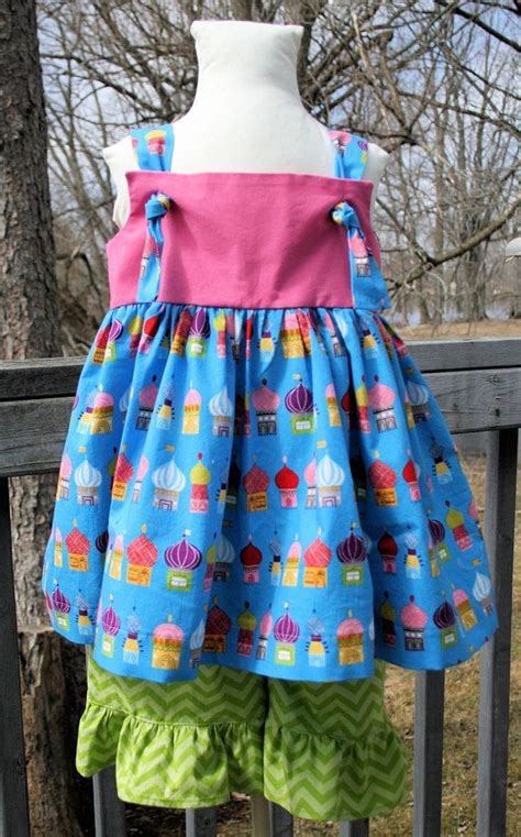 Girls Tunic With Pantaloons Little Kukla Size 5 Blue Pink Green