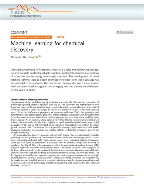 Pdf Machine Learning For Chemical Discovery