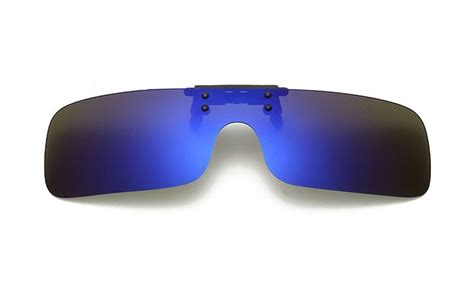 Integrated Rectangular Rimless Polarized Clip On Flip Up Sunglasses