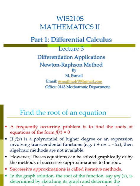 Lecture 3 Differentiation Applications Pdf Zero Of A Function Equations
