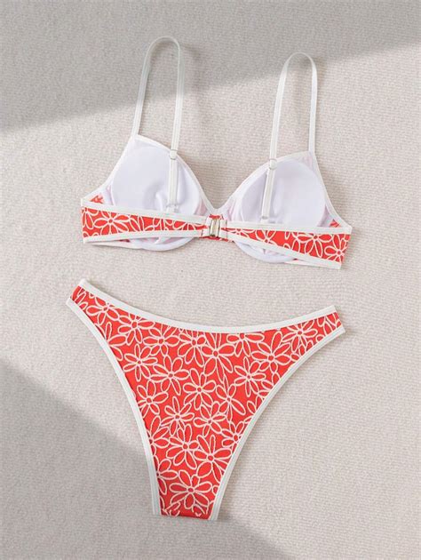 Shein Swim Mod Bow Textured Bikinis For Women With Removable Pads