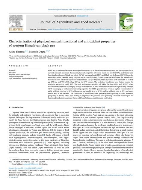 Pdf Characterization Of Physicochemical Functional And Antioxidant Properties Of Western