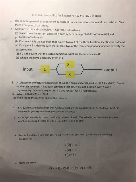 Solved ECE Probability For Engineers Hw July In Chegg Com