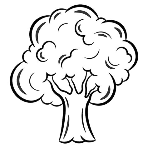 Árbol Lindo Dibujo Para La Escuela Flashcard Boceto Para Colorear