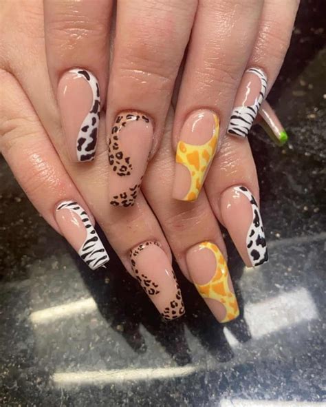 Colorful Cheetah Print Acrylic Nails