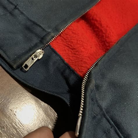 Vintage Navy Blue Dickies Jacket Red Sherpa Depop