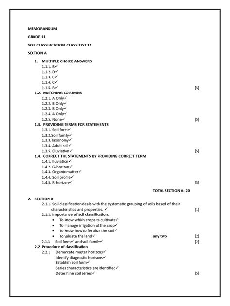Soil Classification Test 11 Memo Pdf Soil Physical Geography