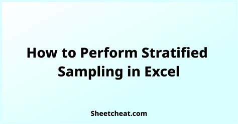 How To Perform Stratified Sampling In Excel