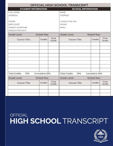 Printable High School Transcript