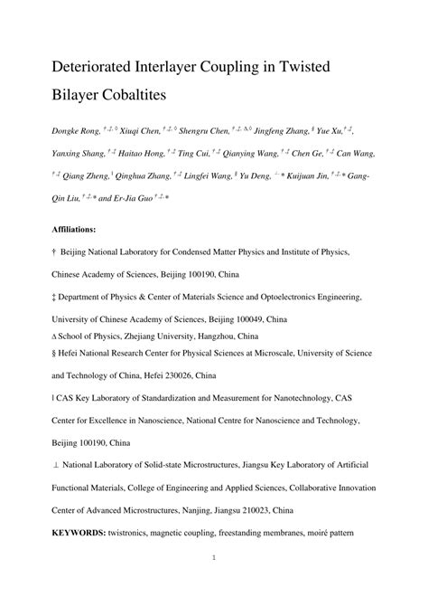 Pdf Deteriorated Interlayer Coupling In Twisted Bilayer Cobaltites