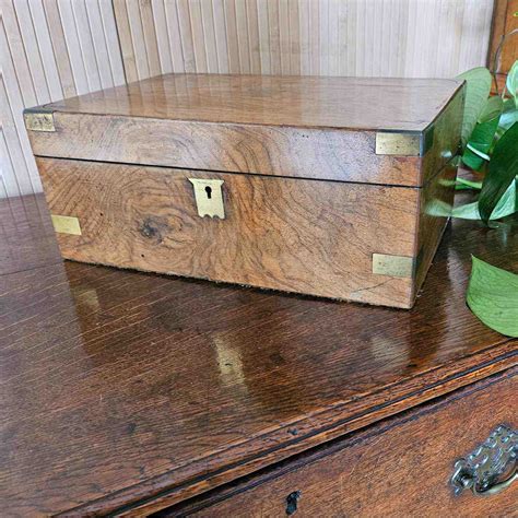 Antique Walnut Writing Slope With Brass Corners Timeless
