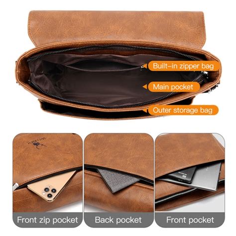 Weixier D246 남자 크로스 바디 숄더 가방 레트로 캐주얼 컴퓨터 가방 밝은 갈색