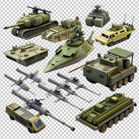 Military Assets Isolated 3d Rendering Premium Ai Generated Psd