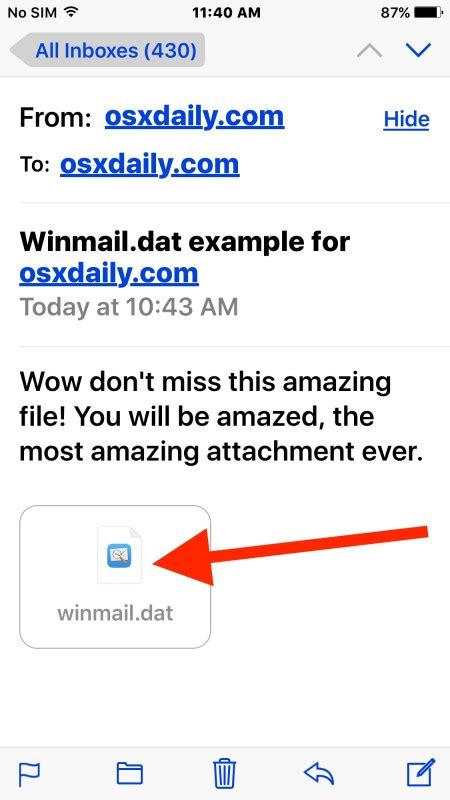 open winmail dat attachments files on iphone and ipad with tnef enough