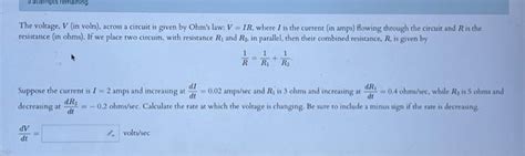 Solved The Voltage V In Volts Across A Circuit Is Given Chegg Com
