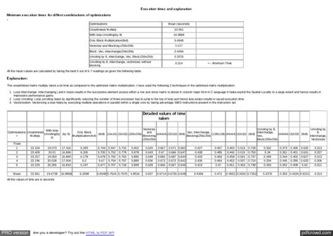 Execution Times And Explanations Pdf Matrix Mathematics