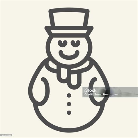 눈사람 라인 아이콘입니다 흰색 배경에 모자와 스카프 윤곽 스타일 픽토그램과 눈 덮인 남자 모바일 개념 과 웹 디자인을위한 축제