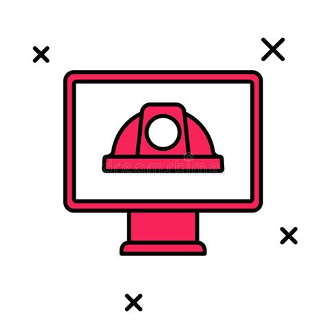 Filled Outline Worker Safety Helmet Icon Isolated On White Background Vector Stock Illustration