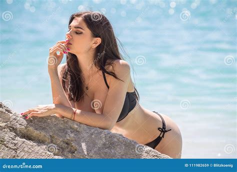 Woman In Bikini On Sea Background Stock Image Image Of Body Bottom