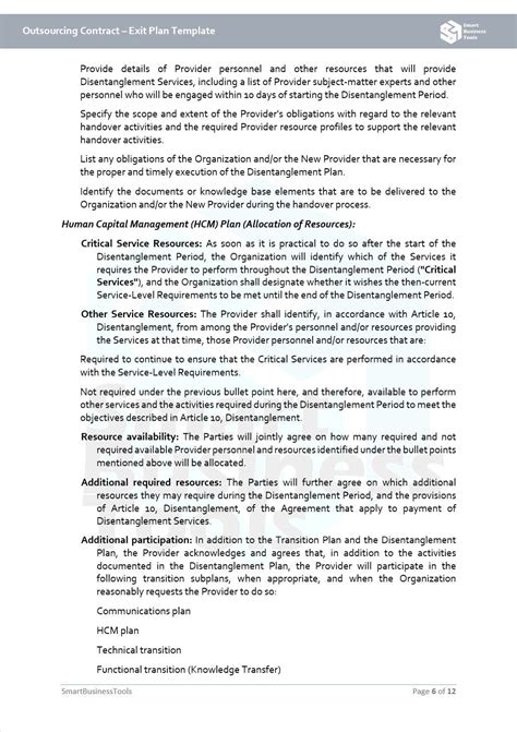 Outsourcing Contract Exit Plan Template Etsy