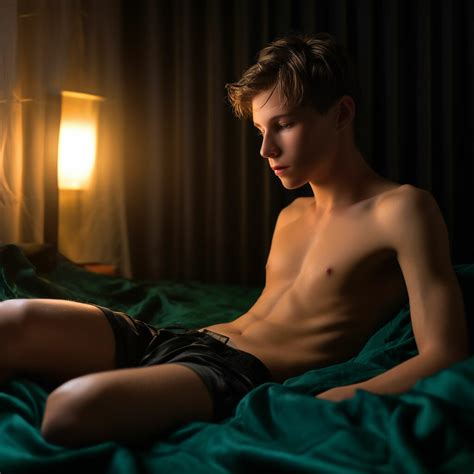 A Sweaty 18 Year Old Skinny Shirtless Relaxed Slender Twink Boy