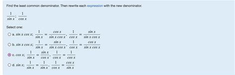 [solved] answer asap find the least common denominator the
