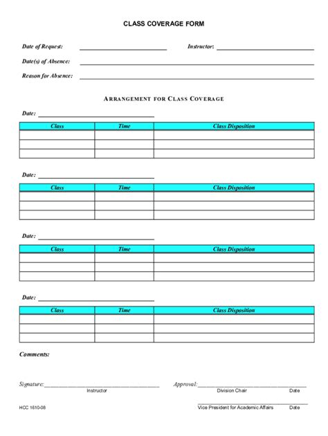 Fillable Online Class Coverage Form Fax Email Print Pdffiller