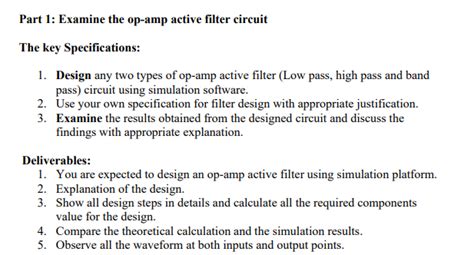 Solved Part Examine The Op Active Filter Circuit The Chegg Com